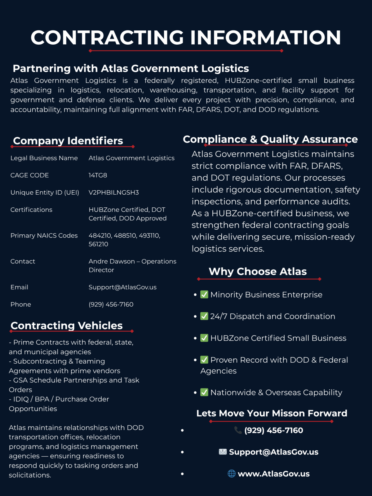 Contracting Info – Atlas Government Logistics